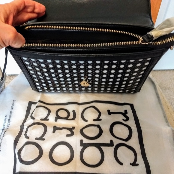 Roccobarocco | Bags | Roccobarocco Floral Blackwhite Handbag | Poshmark